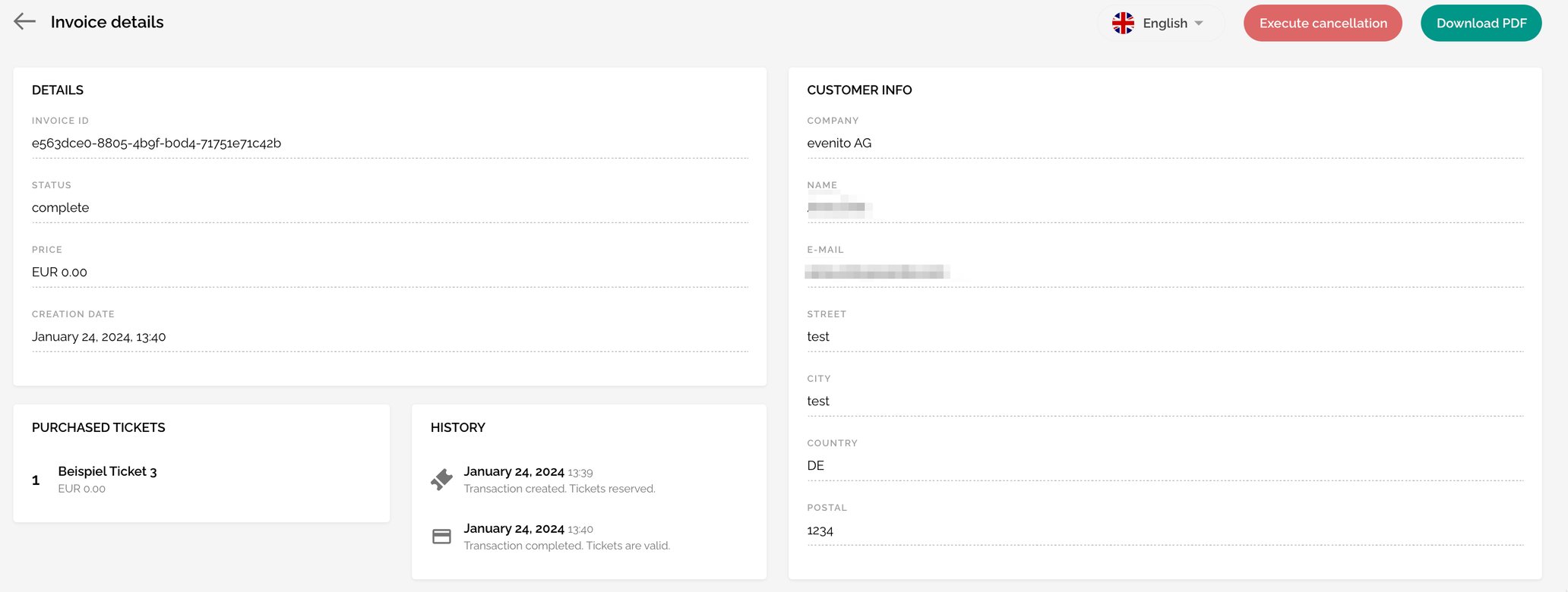 View invoices and start Cancellation process
